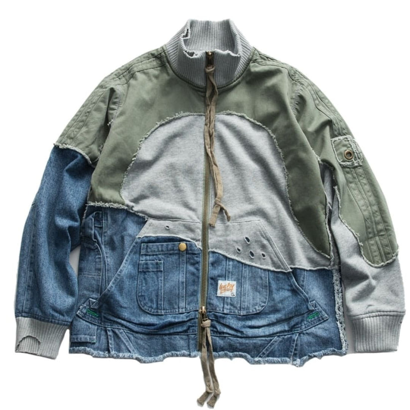 Urban Patchwork Bomber Jacket with Turtleneck Collar – The Urban Clothing Shop™